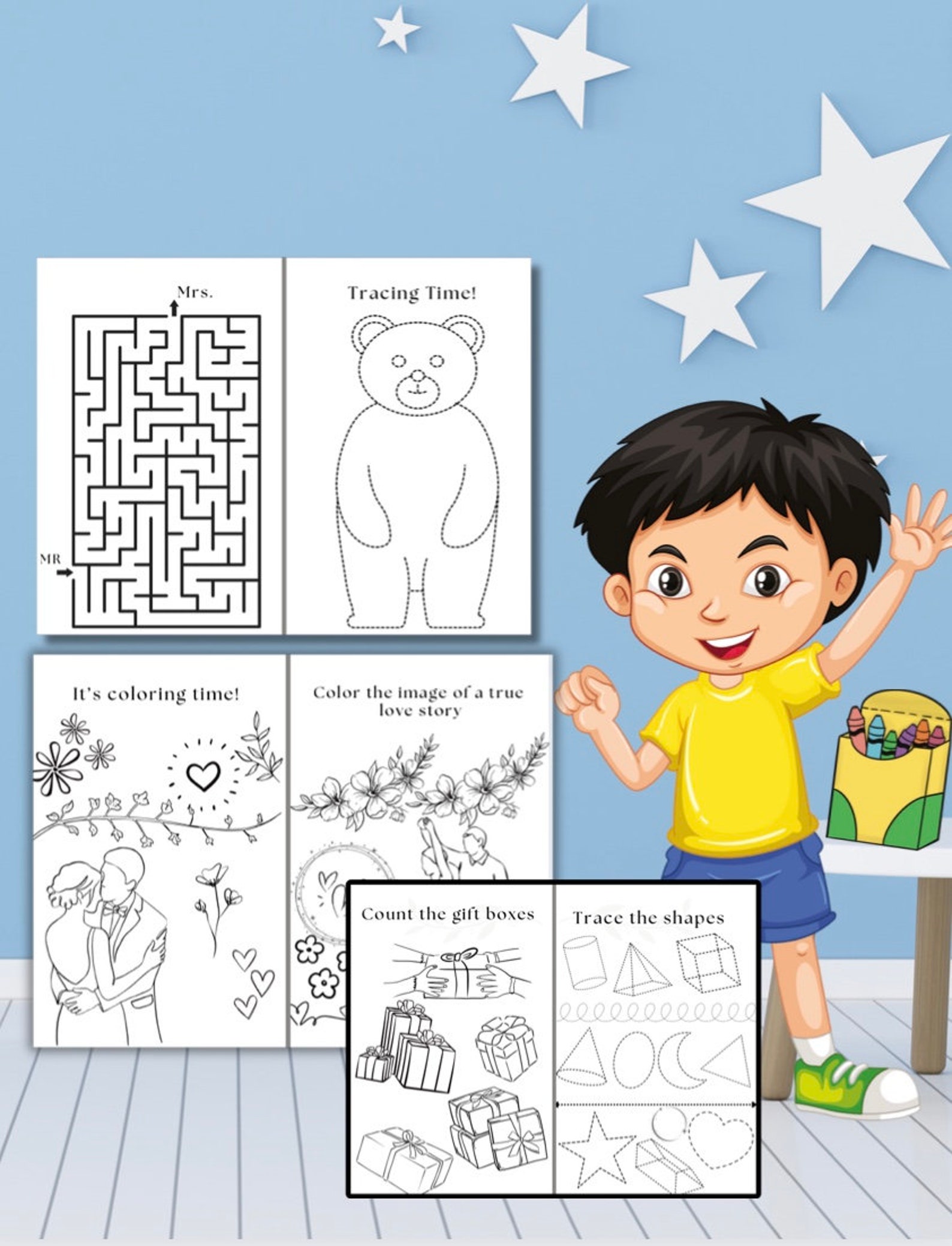 Wedding Customized Kids Coloring Activity Book Worksheets Coloring ...