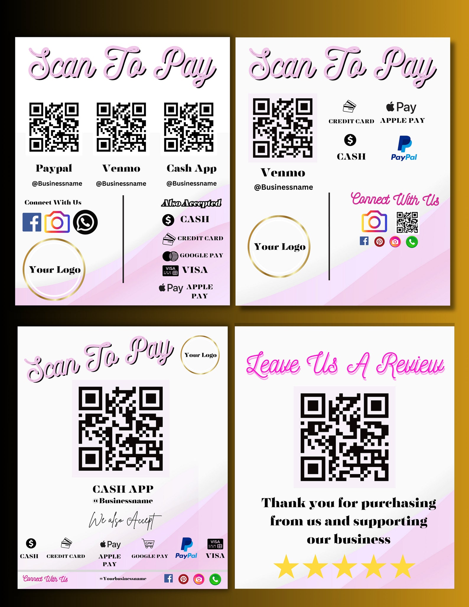 Scan to Pay QR Card Sign, Social Media Sign to Pay QR Code Sign, Small ...