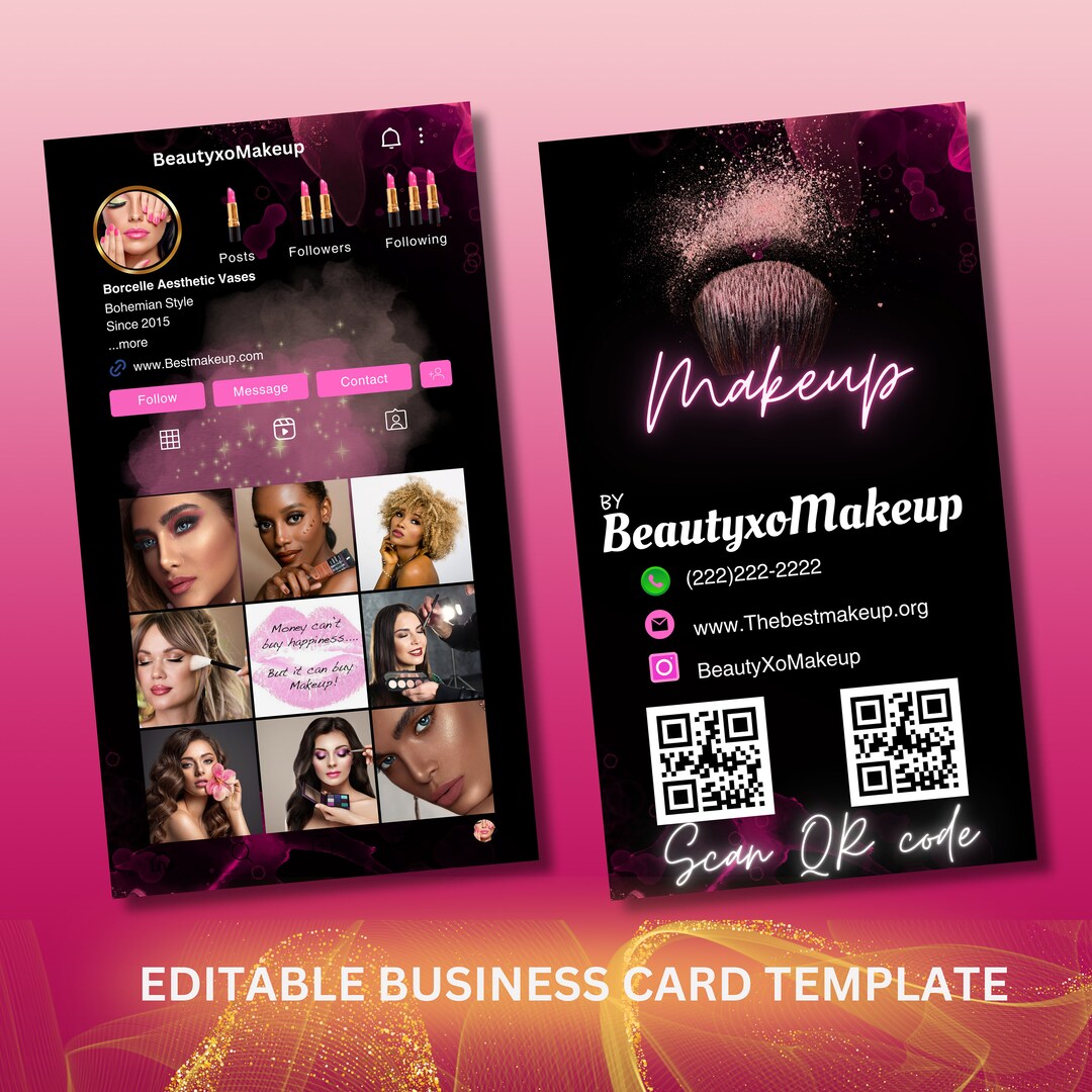 Instagram Business Card, Canva Template Design, QR Code ,IG Card ...