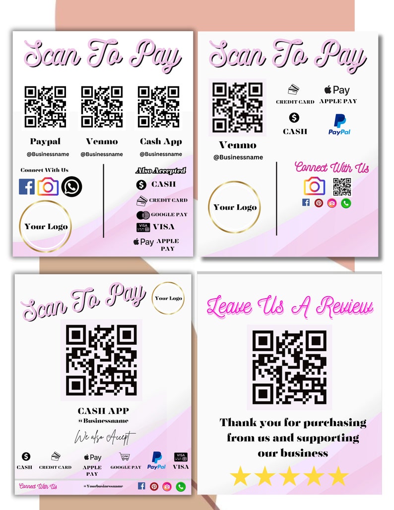 Scan to Pay QR Card Sign, Social Media Sign to Pay QR Code Sign, Small ...