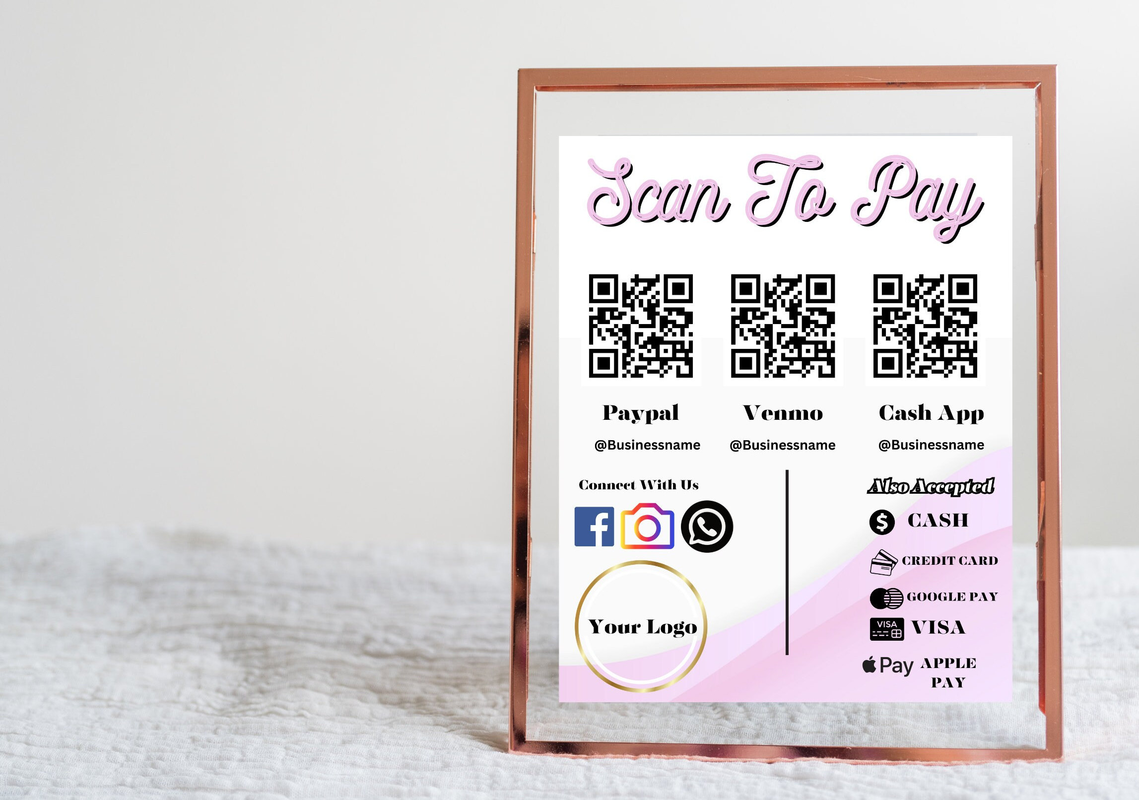 Makeup QR Code, Printable Canva Template for Small Business, Nail Tech ...
