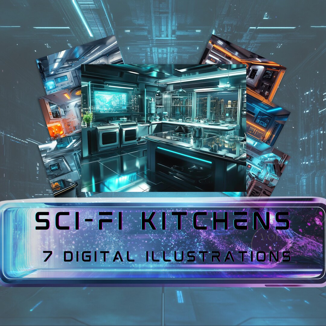 Sci-fi Digital Art X7, Commercial Use, Futuristic Kitchens ...