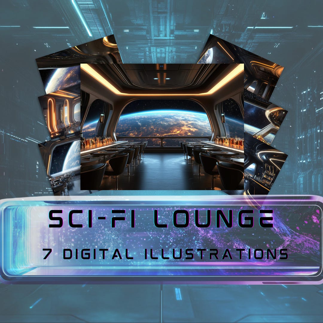 Sci-fi Digital Art X7, Commercial Use, Futuristic Lounge Illustrations ...