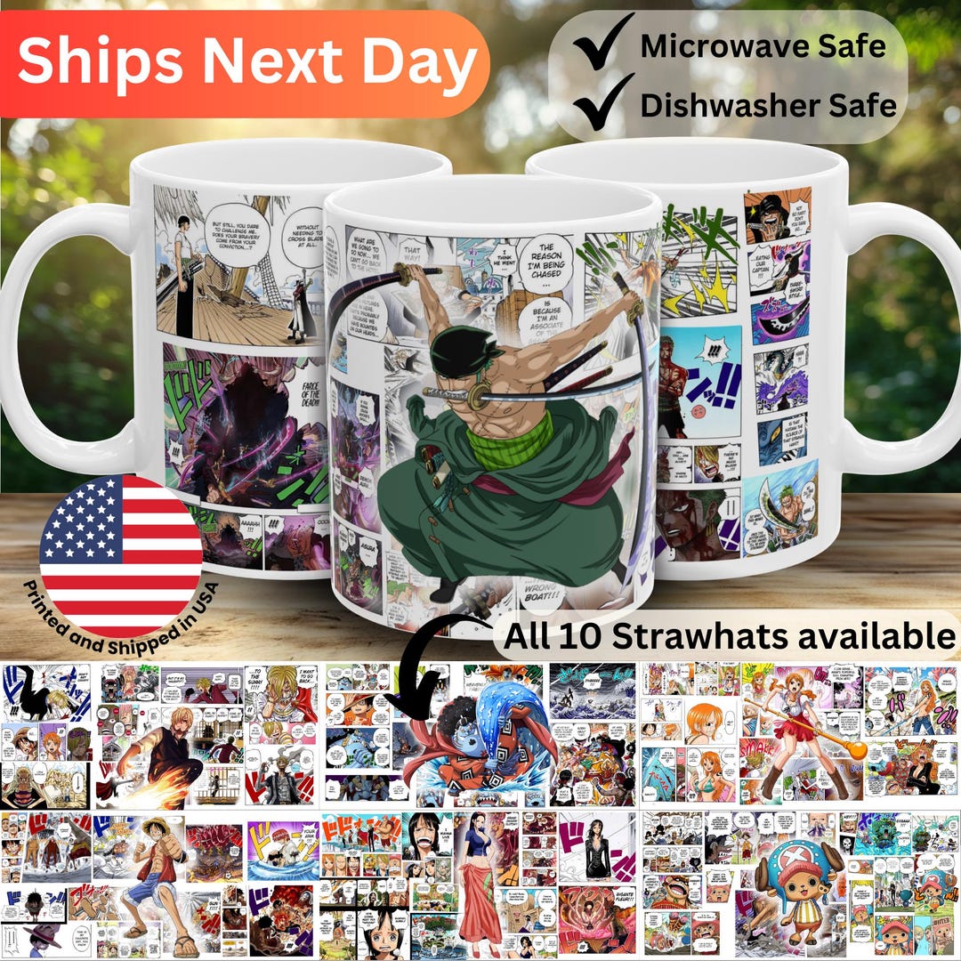 Zoro Roronoa Mug, Swordsman One Piece Mug, Straw Hat Mug, Pirate Mug ...