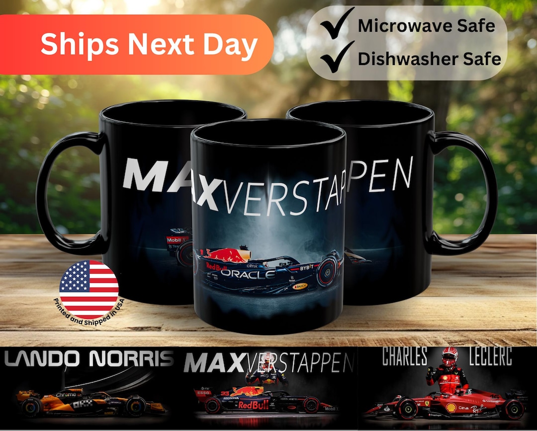 Max Verstappen Racing Mug, Formula 1 Mug, Black Mug 11oz - Etsy