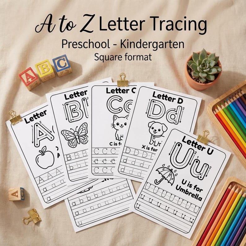 Preschool Alphabet Tracing Worksheets A–Z | ABC Letter Practice for ...