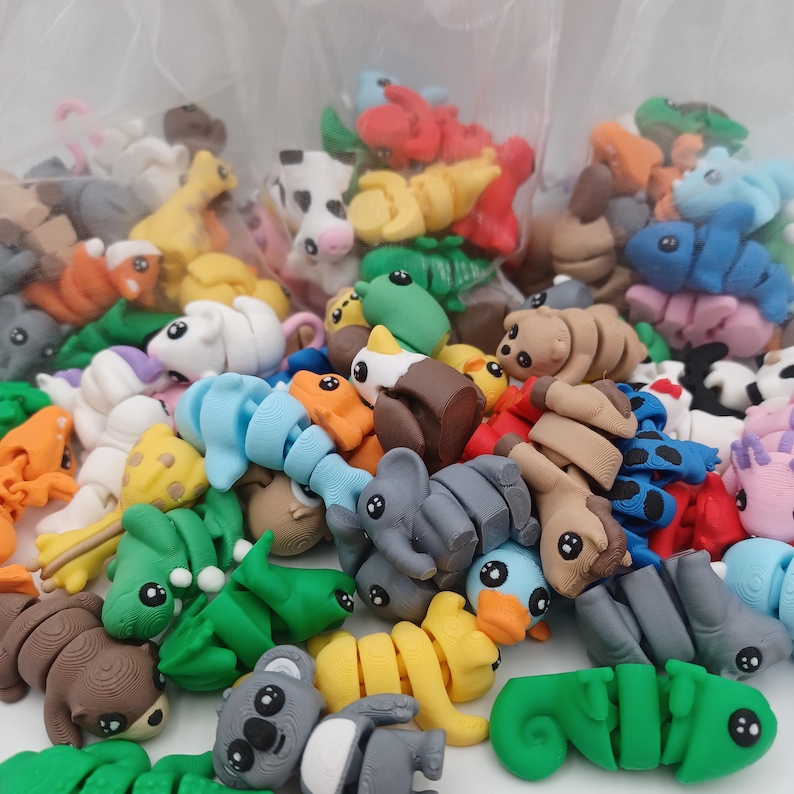 Random Pack of 3D Printed Mini Animal Fidget Toys: Sensory Desk Pets - Etsy