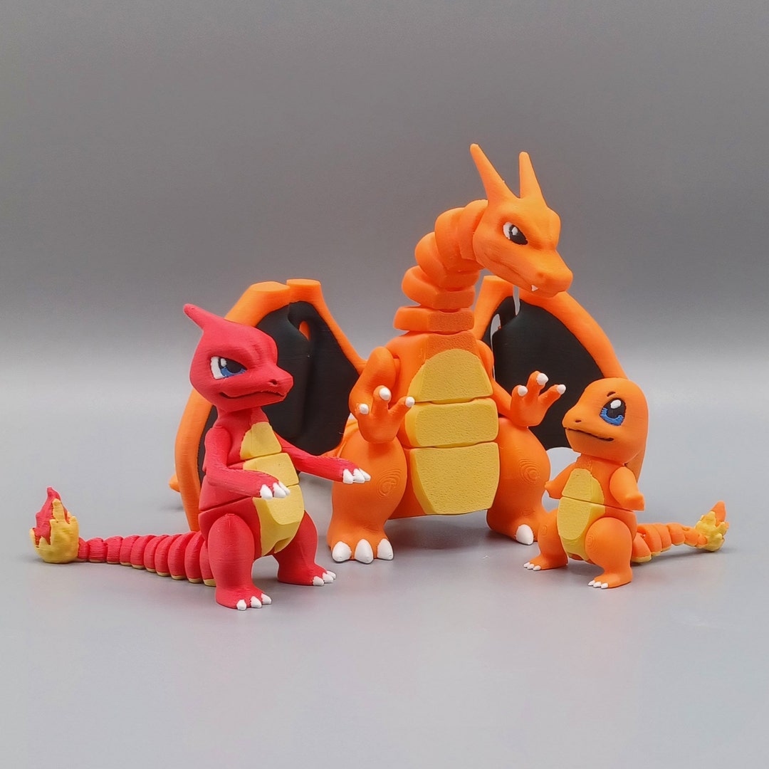 Flexible Charmander, Charmeleon, and Charizard Evolution Set of ...