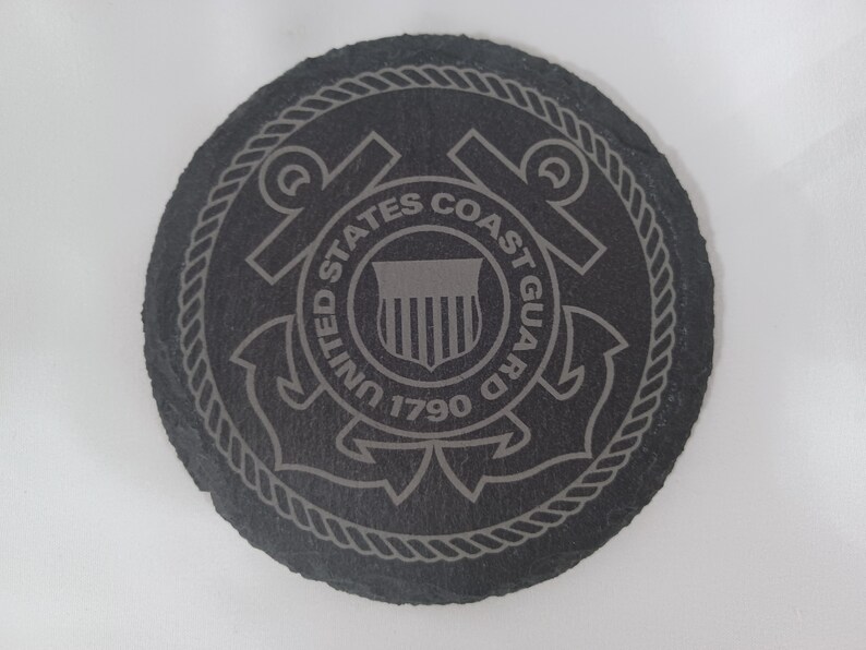 US Coast Guard Coaster Slate Stone Engraved USA Military - Etsy