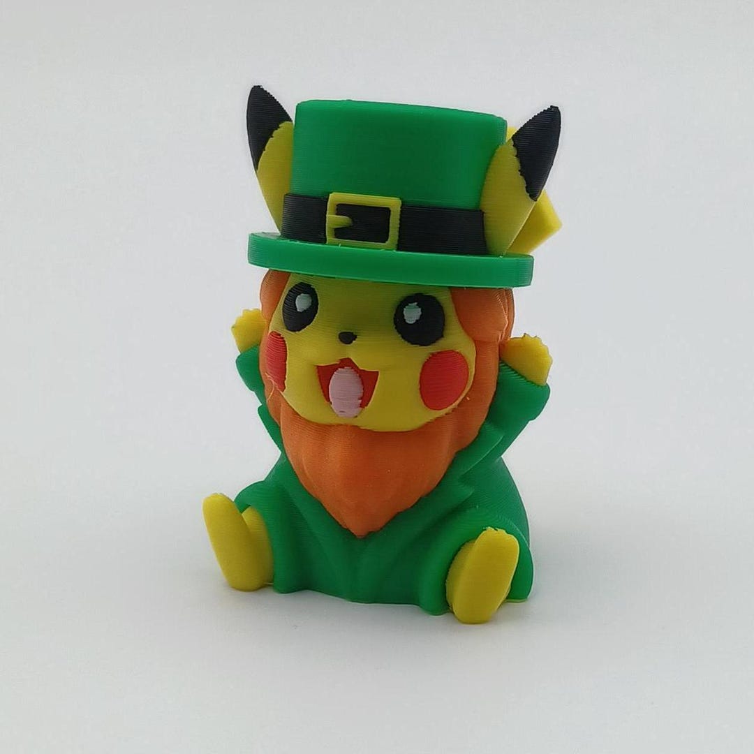 Saint Patrick's Day Pikachu, 3D Printed Pokemon Lucky Leprechaun ...