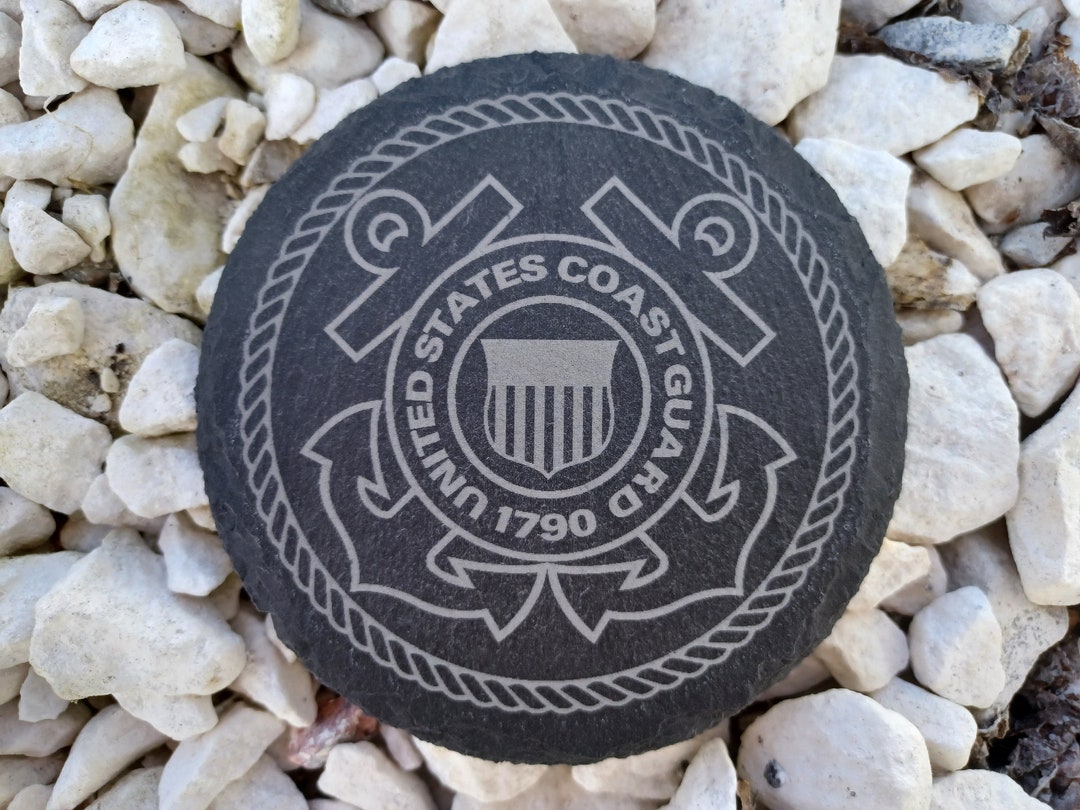 US Coast Guard Coaster Slate Stone Engraved USA Military - Etsy