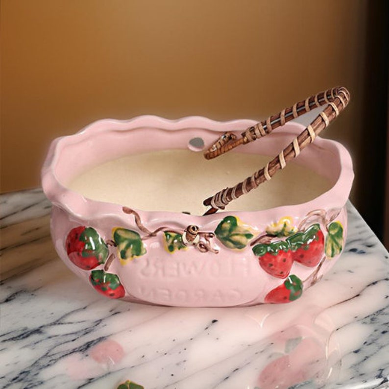 Strawberry Plant Pot With Drainage, Deep Pink Outdoor and Indoor Use ...