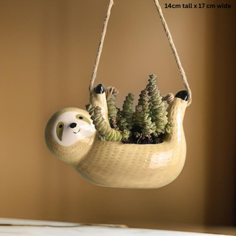 Playful Sloth Garden Planters Novelty Hanging Flower Pots, Cute Animal ...