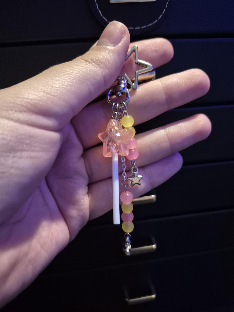 Pink Star Lollipop Keychain - Etsy