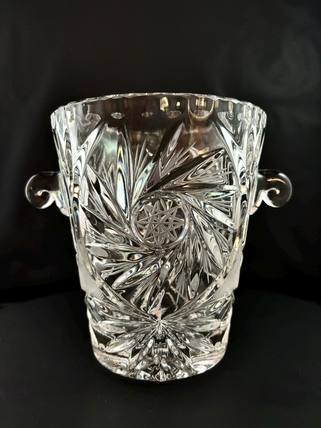 Boho Cut Crystal Ice Bucket | Ice Cube Bucket | Bottle Cooler 5-3/4 ...
