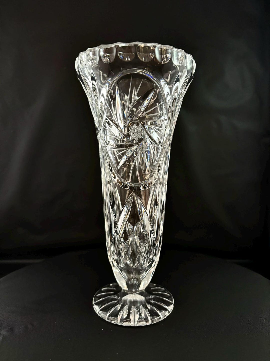 Vintage Daisy and Quilted Patterns Patterned & Etched Footed Lead ...