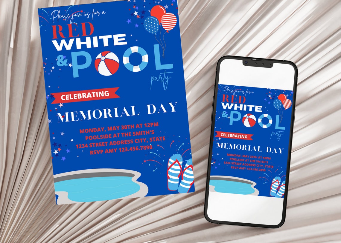 Memorial Day Party Invitation, Editable Party Invitation, Printable ...