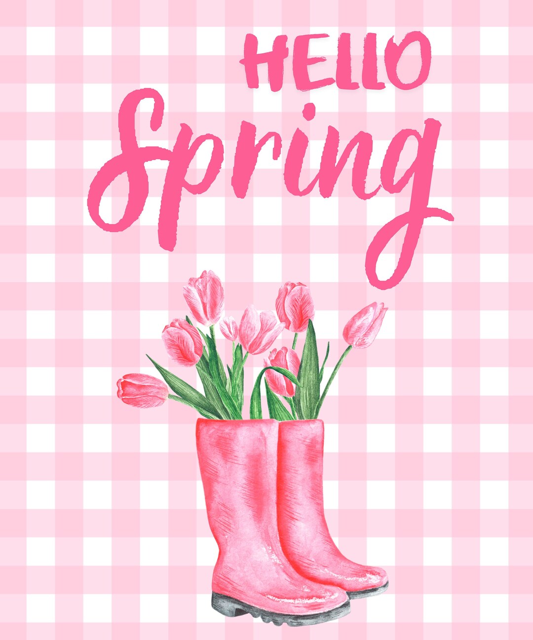 Hello Spring Art Download Digital Pink - Etsy