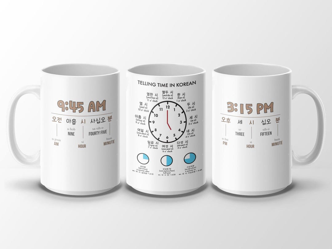 Korean Time Telling Mug, Korean Language Learning Mug, Educational Mug ...