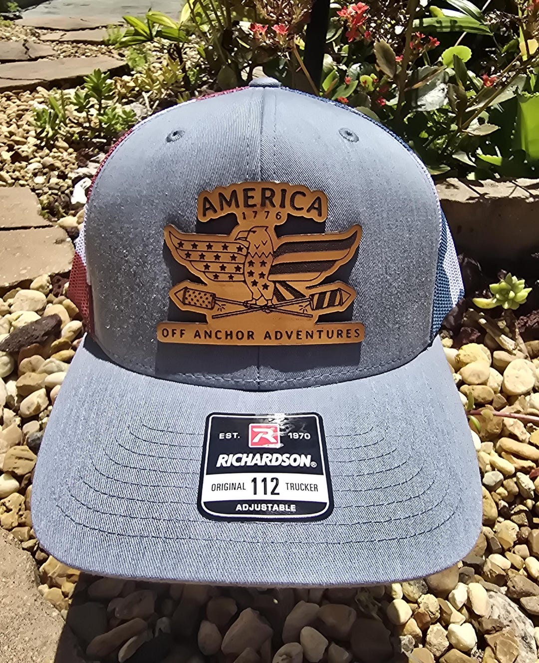 American Flag Trucker Hat With Leather Patch. - Etsy