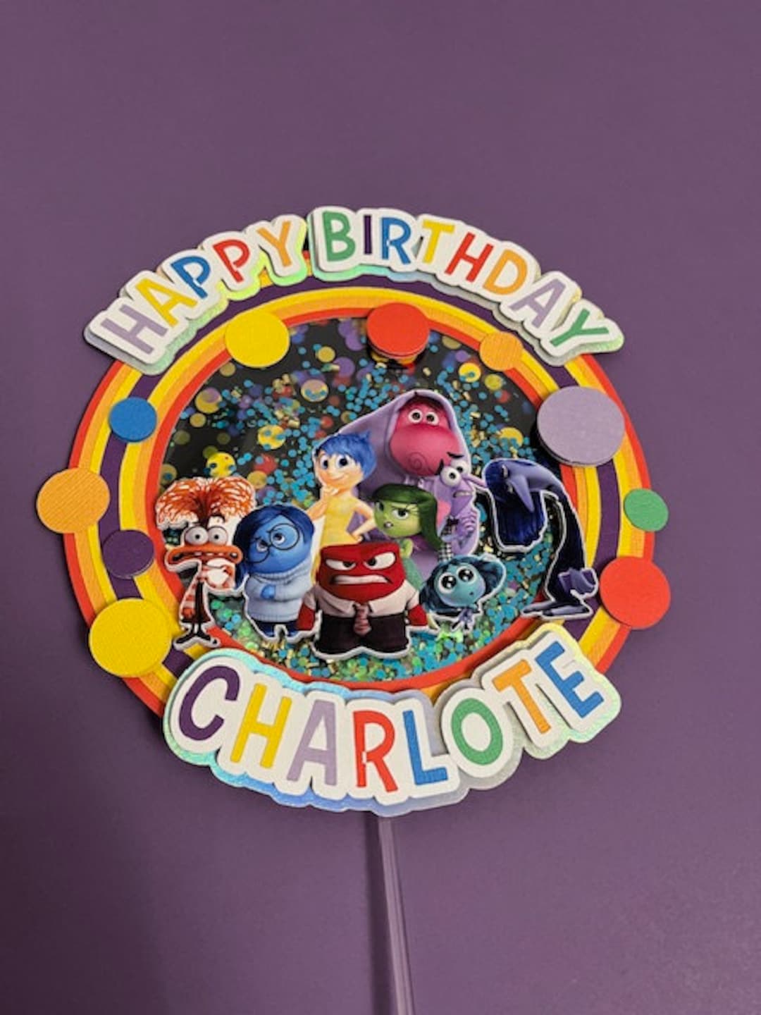 Inside Out Cake Topper, Cake Topper Shaker, Happy Birthday Cake, Custom ...