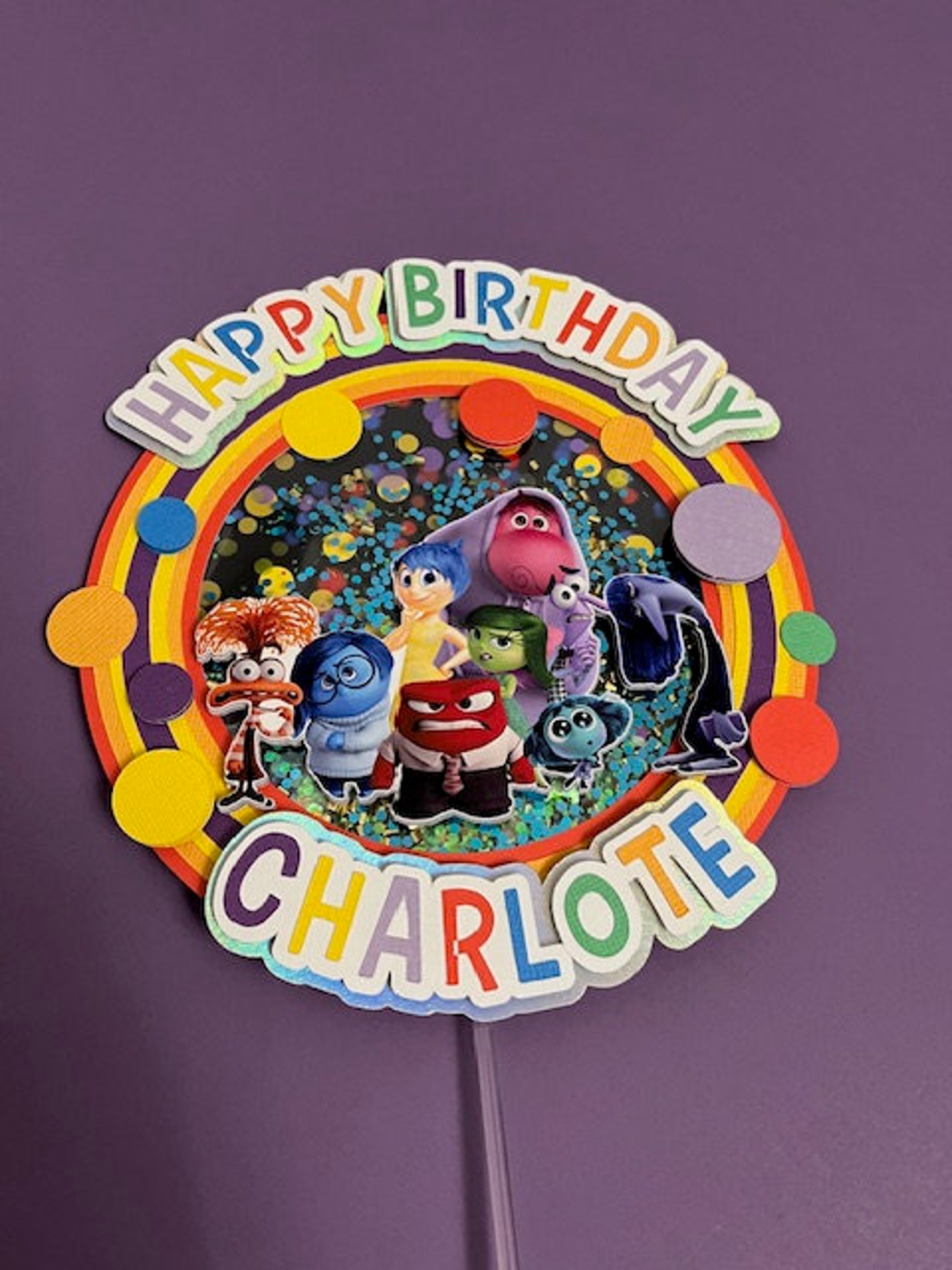 Inside Out Cake Topper, Cake Topper Shaker, Happy Birthday Cake, Custom ...