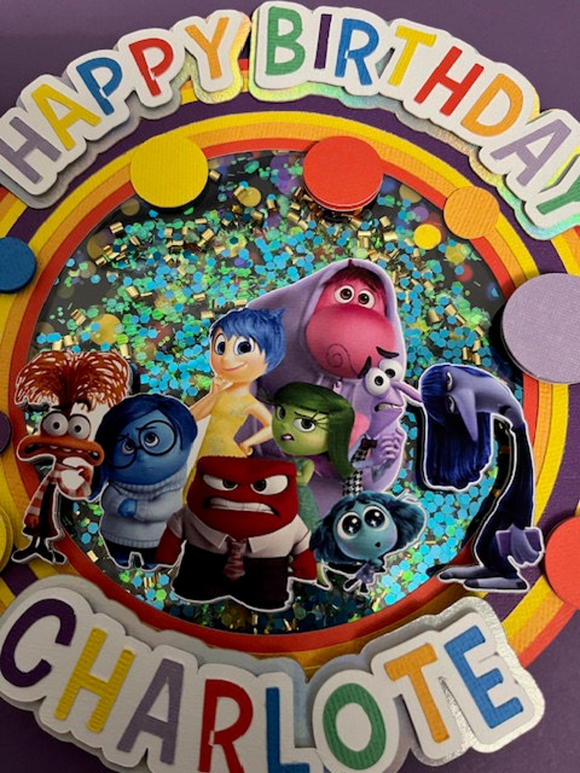 Inside Out Cake Topper, Cake Topper Shaker, Happy Birthday Cake, Custom ...