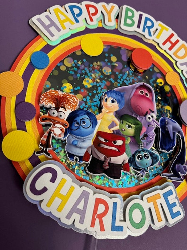 Inside Out Cake Topper, Cake Topper Shaker, Happy Birthday Cake, Custom ...