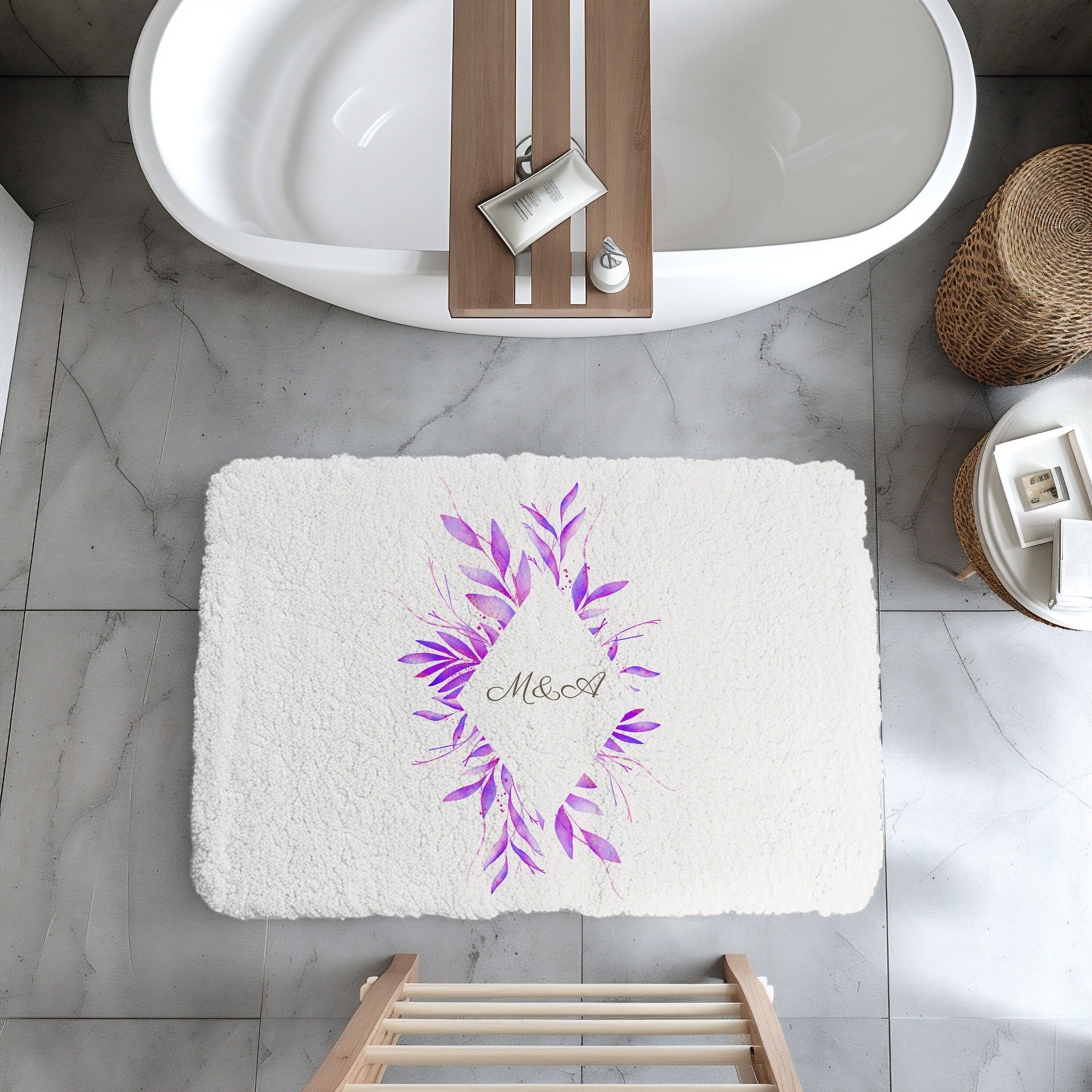 Personalized Custom Monogram Initials Name Custom Bath Mat Home Decor ...
