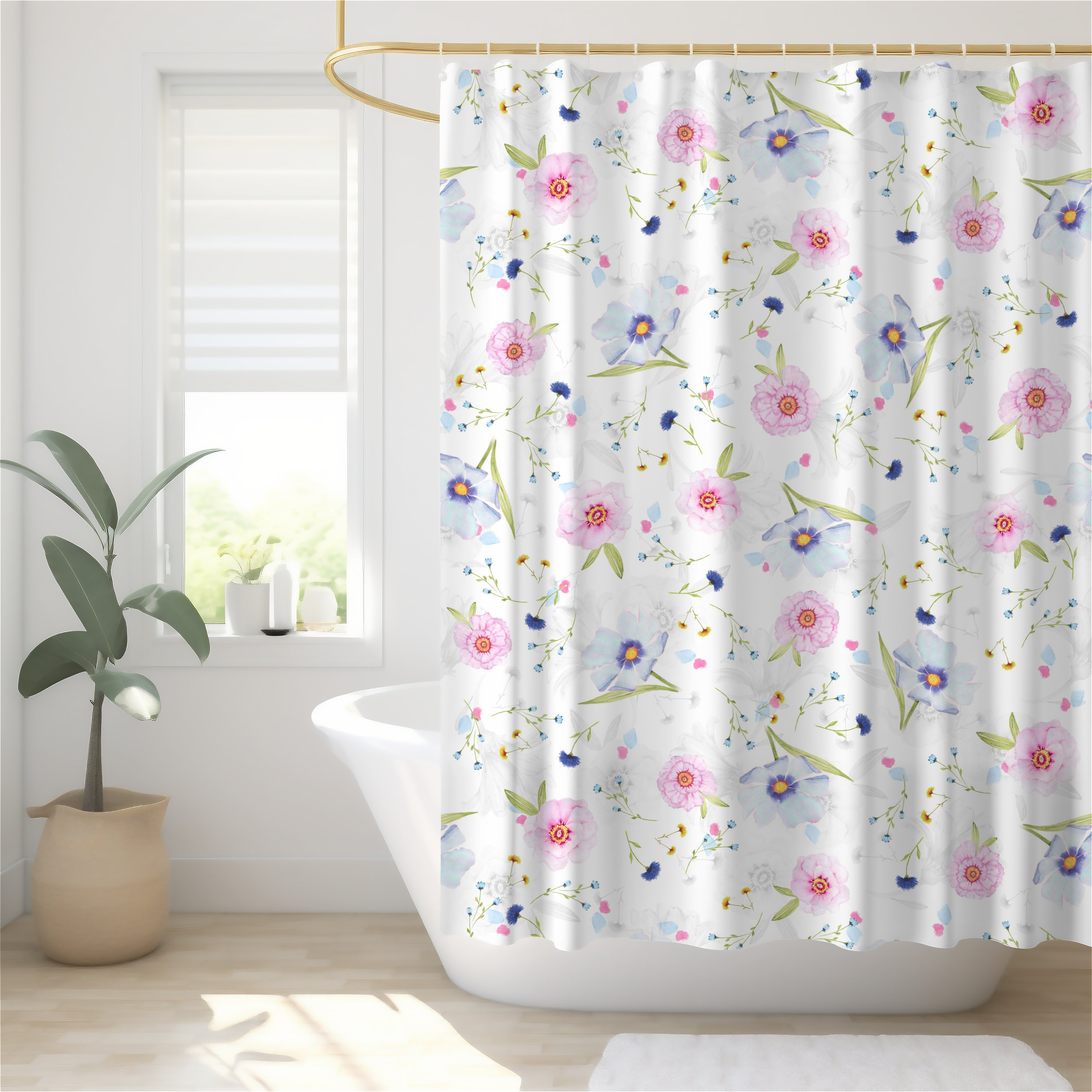 Botanical Shower Curtain Wildflowers Shower Curtain Whimsical Bath