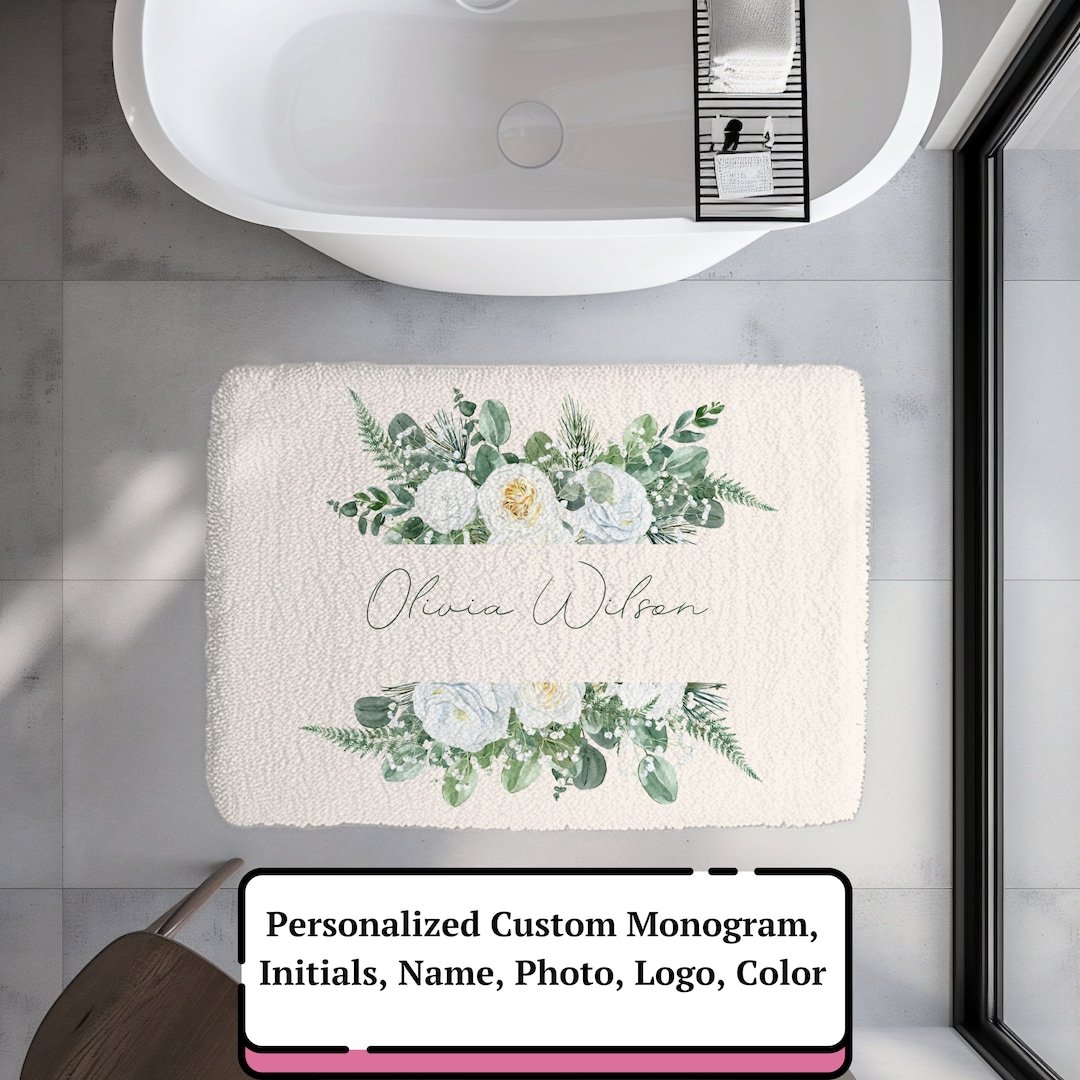 Personalized Custom Monogram Initials Name Custom Bath Mat Home Decor ...