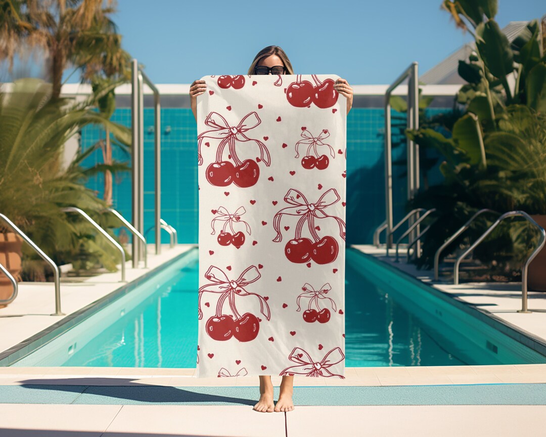 Vintage Beach Towel Cherry Beach Towel, Beach Towel Honeymoon Gift ...