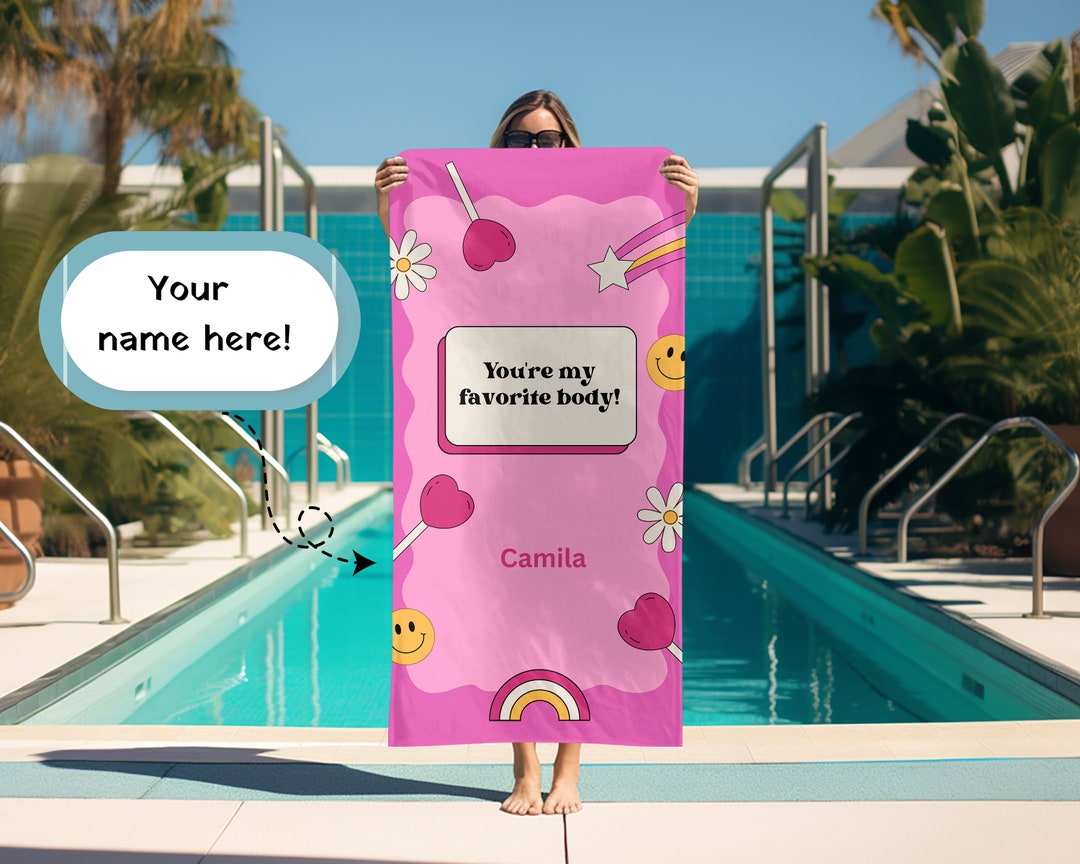 Personalized Retro Beach Towel, Bath Beach Towel, Kids Towel, Retro ...