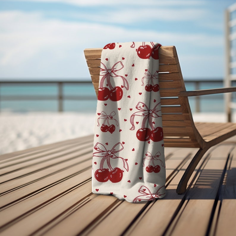 Vintage Beach Towel Cherry Beach Towel, Beach Towel Honeymoon Gift ...