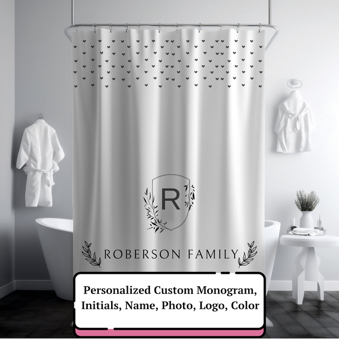 Personalized Monogrammed Shower Curtain Boho Shower Curtain Custom Long ...