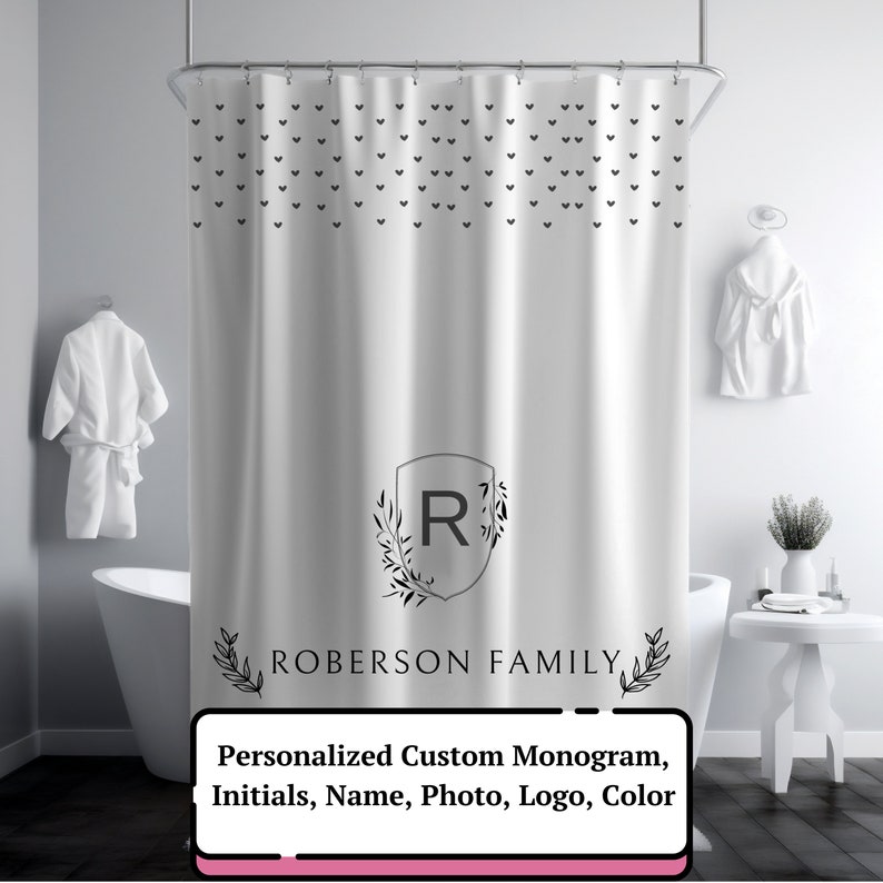 Personalized Monogrammed Shower Curtain Boho Shower Curtain Custom Long