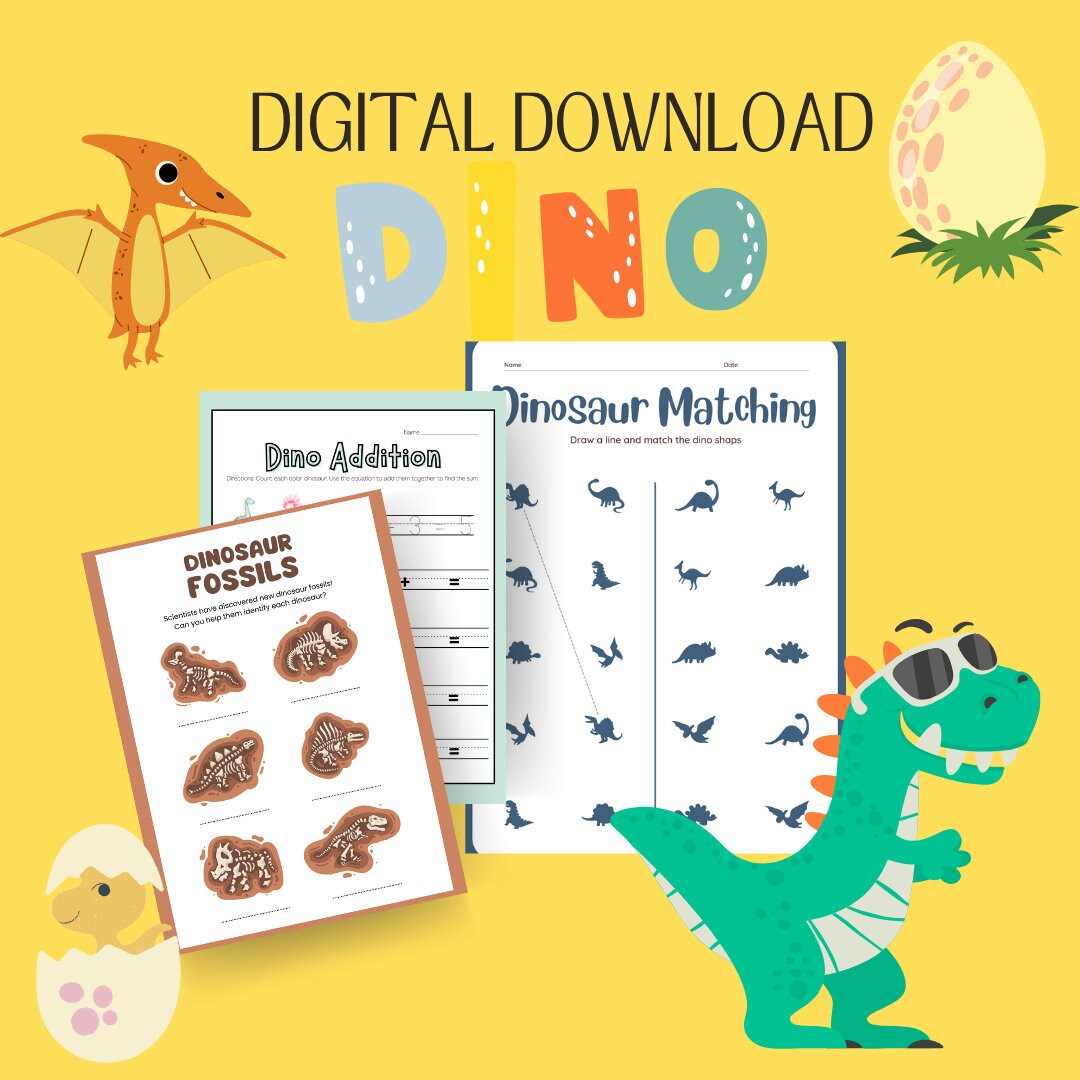 Dino Math and Activities Workbook: Counting, Matching, and Coloring Fun ...