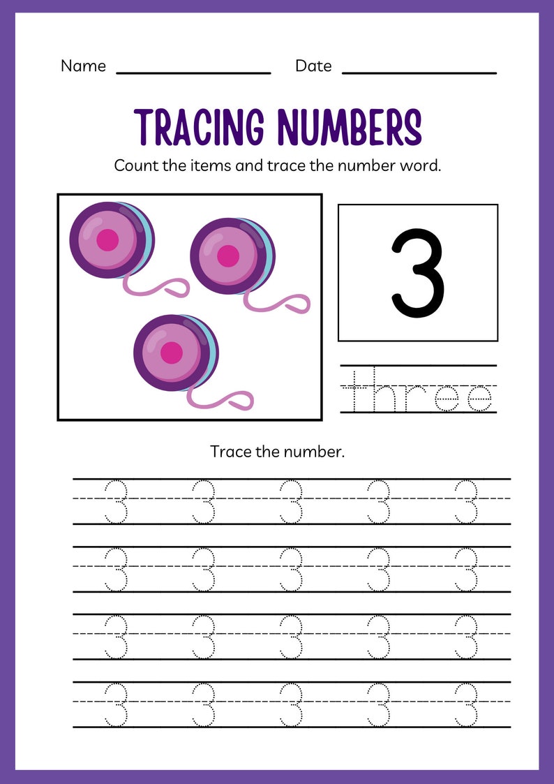 Kindergarten Numbers Workbook: Tracing and Counting Practice Children ...