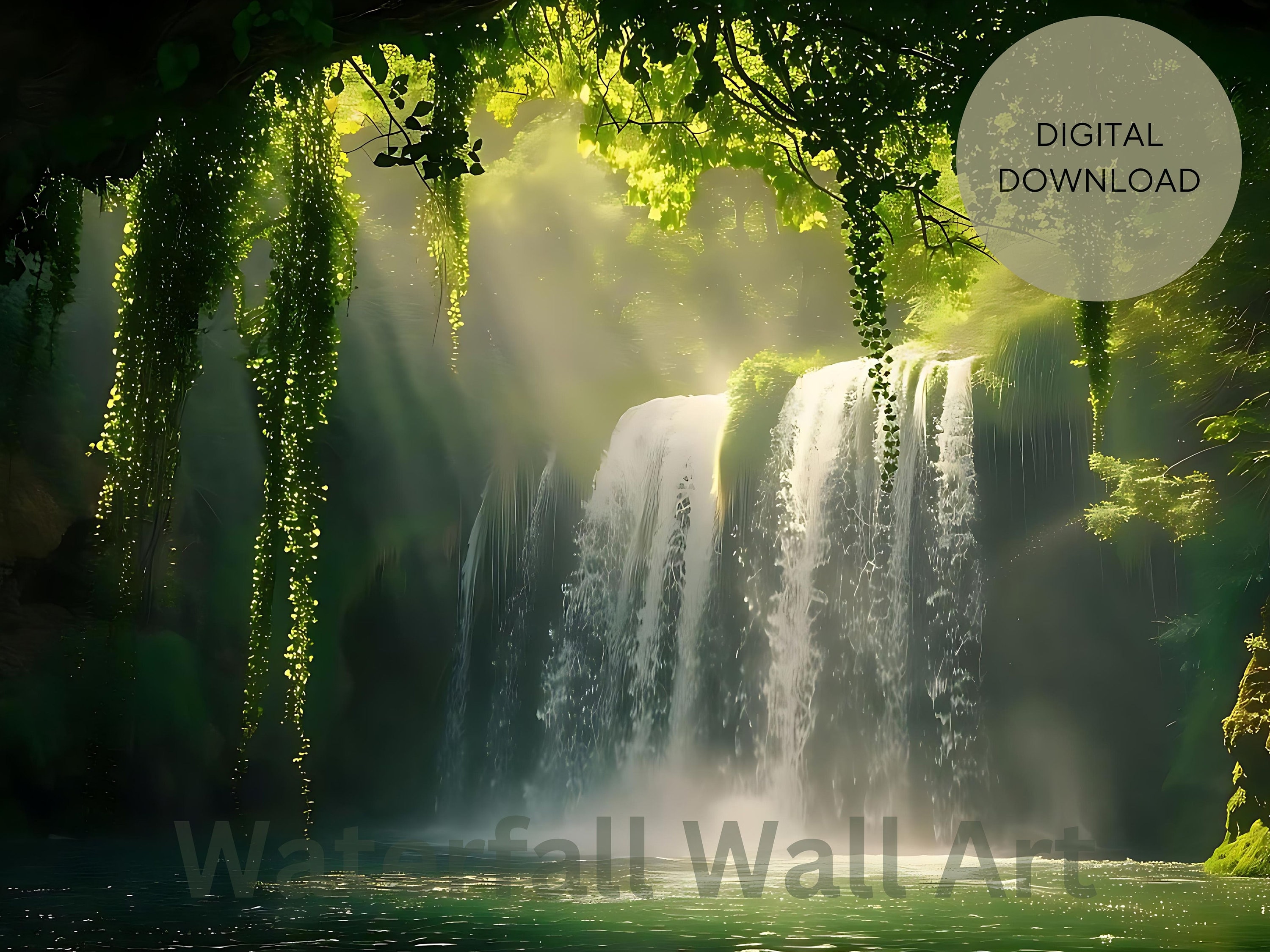 Magical Waterfall Print | Nature Prints | Waterfall Poster | Waterfall ...