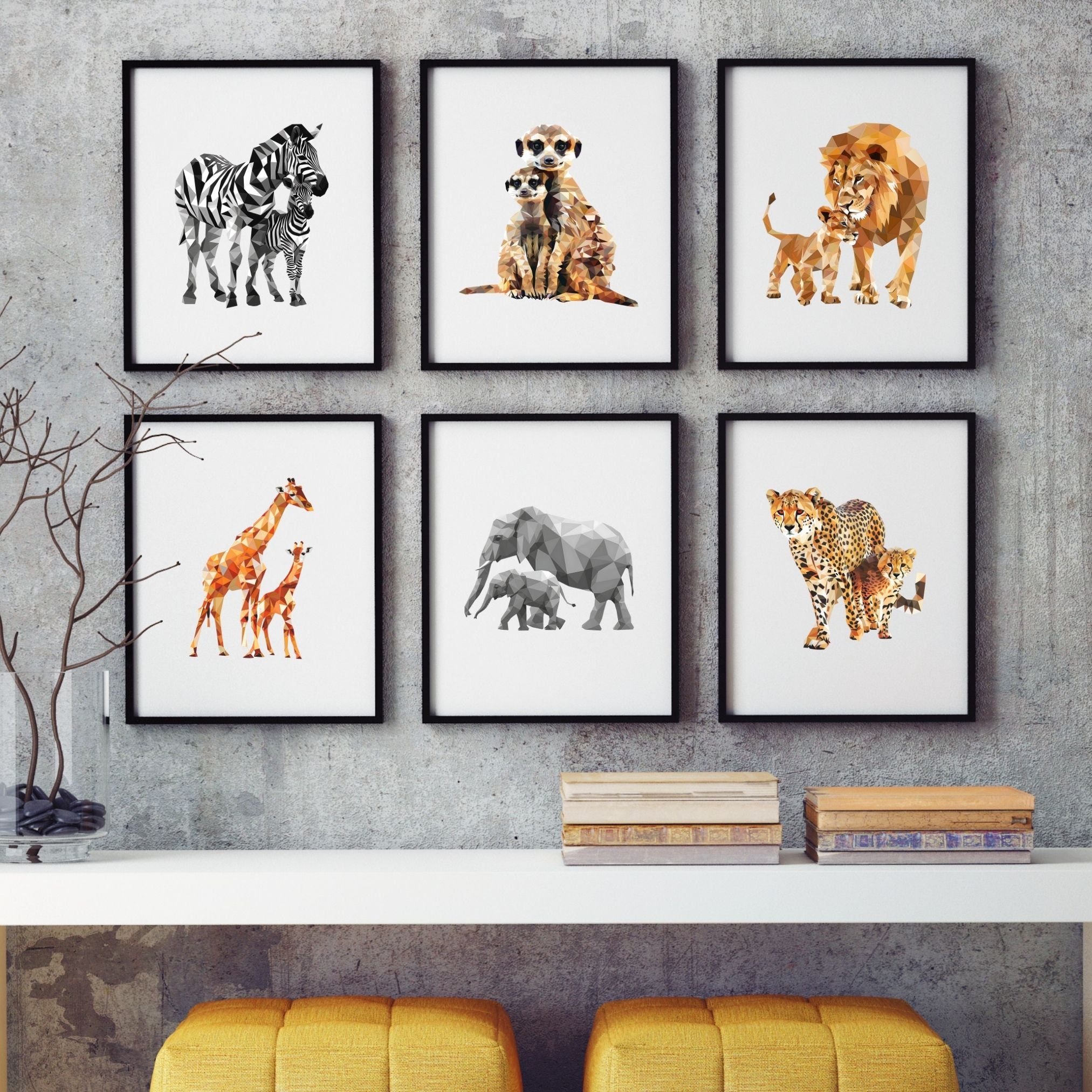 Safari Animal Prints Set of 6 Safari Nursery Decor Zoo Animal Nursery ...