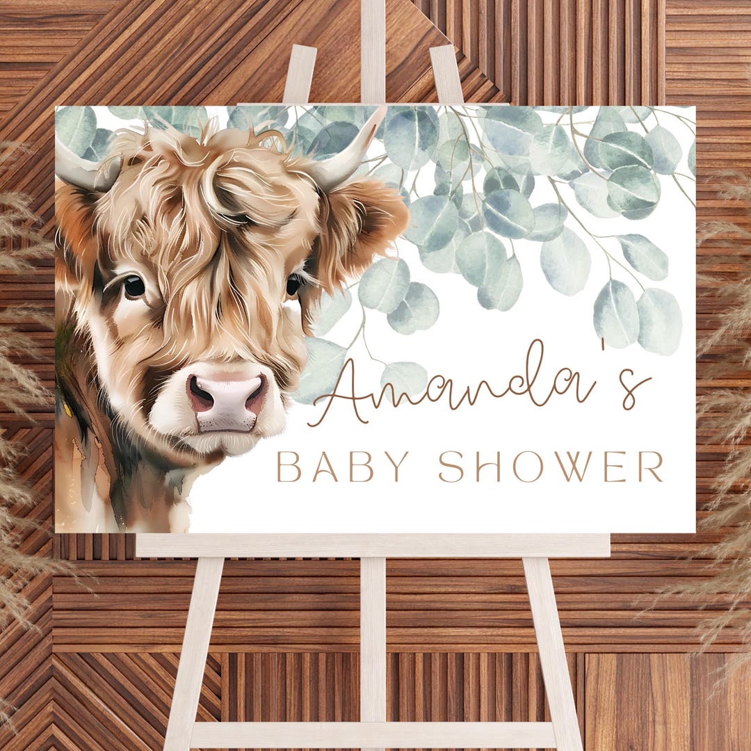 Highland Cow Baby Shower Decor Set | Cow Shower Party Signs | Western ...