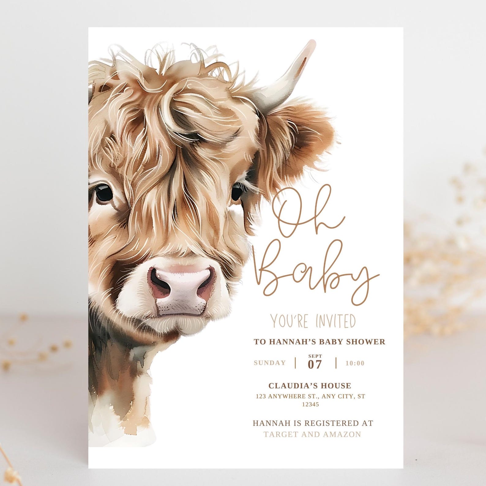 Highland Cow Baby Shower Invite | Cow Shower Invitation | Western ...