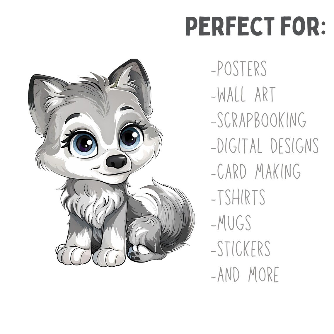 Woodland Baby Sticker Clipart Bundle, Baby Wolf Sublimation Design ...