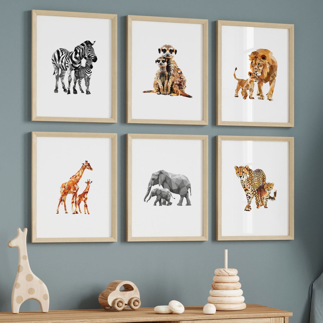 Safari Animal Prints | Set of 6 | Safari Nursery Decor | Zoo Animal ...