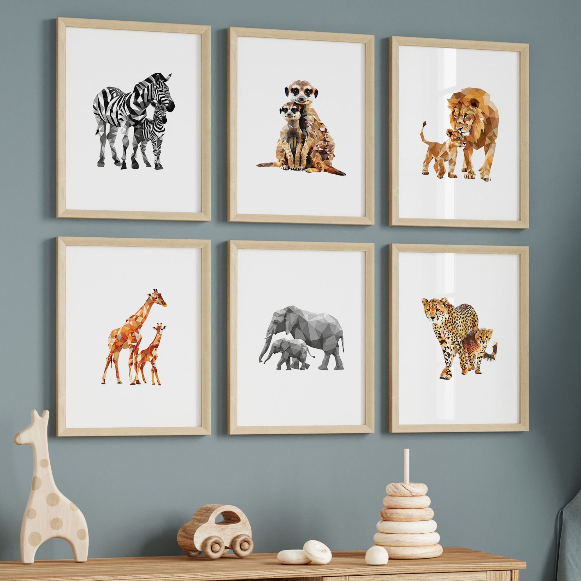 Safari Animal Prints Set of 6 Safari Nursery Decor Zoo Animal Nursery ...