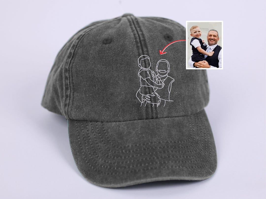 Custom Portrait Sketch Dad Cap, Personalized Vintage Father's Day Hat ...