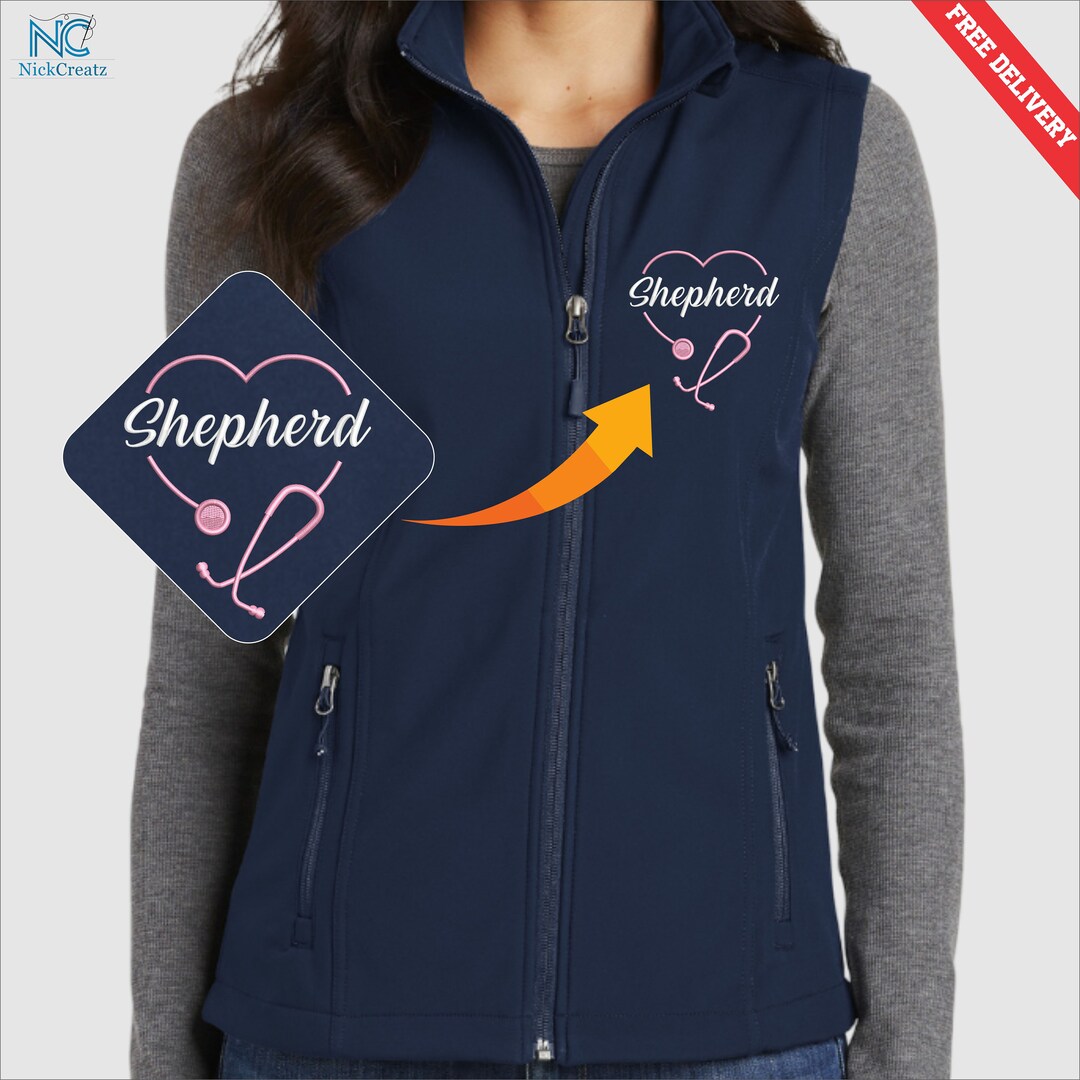 Embroidered Custom Rn Heart Stethoscope Vest, Personalized Name ...