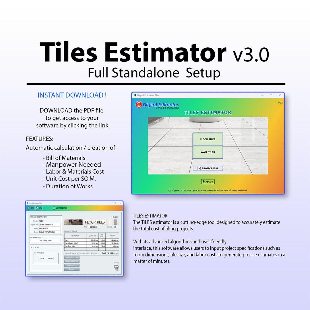 Tiles Estimator, Tile Flooring Estimate, Tile Installation Estimate ...