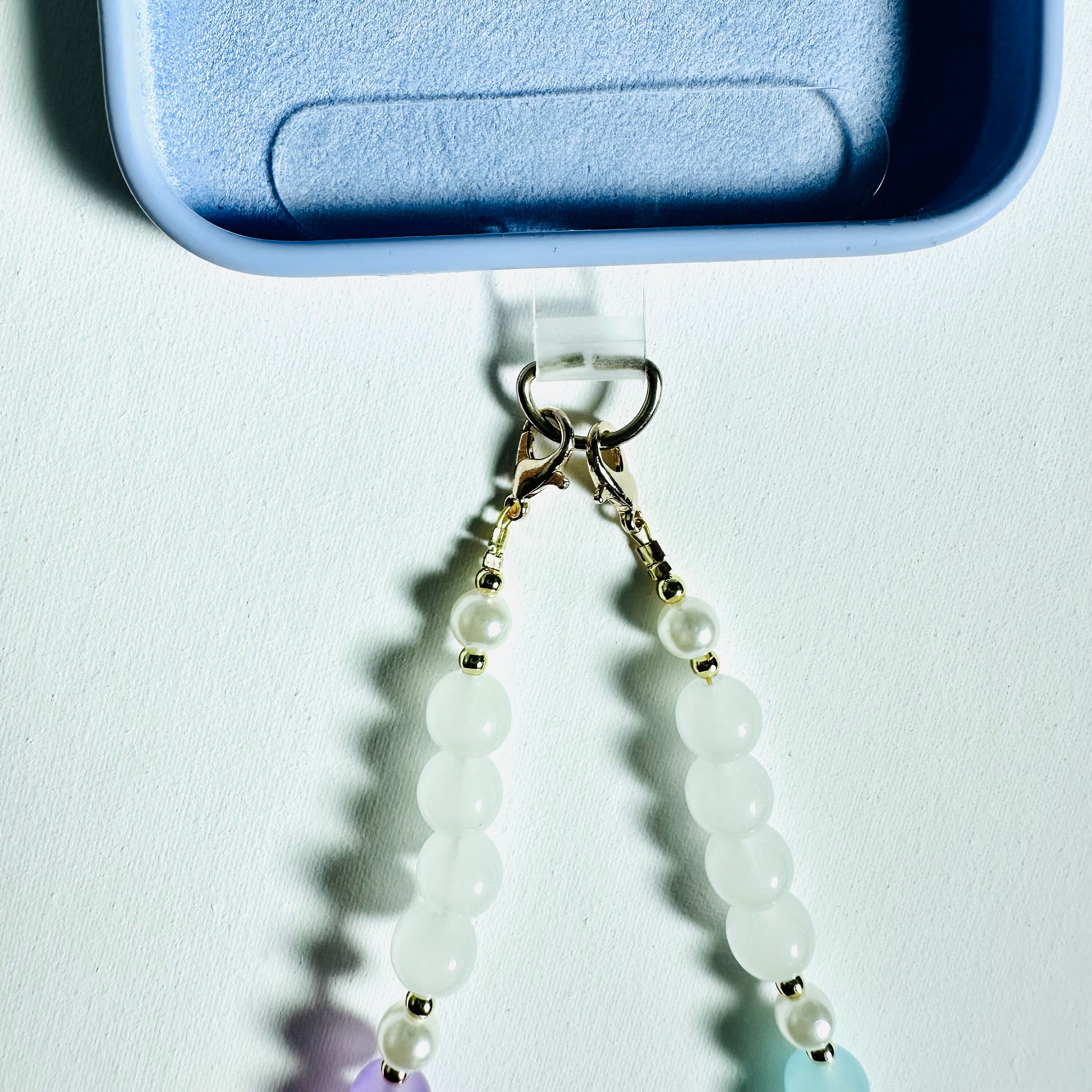 Pastel Beaded Phone Charm With Lanyard Pad - 12.5 Inch Phone Strap ...