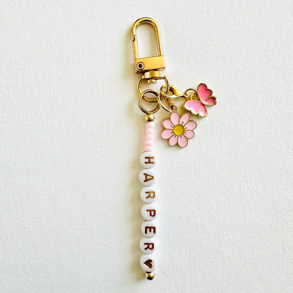 Personalized Beaded Keychain, Custom Name Keyring, Beaded Name Tag ...